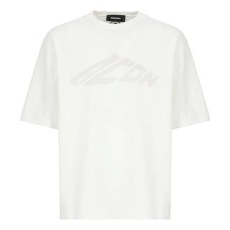 Dsquared2 Homme, Tops, Blanc, Taille: XL T-shirt blanc avec logo imprimé
