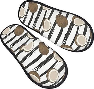 Generic Pantoufles Hommes Motif de fruits tropicaux et de noix de coco Légère Chaussons en Feutre Classiques Chaud Maison Pantoufles Hiver Extérieur L