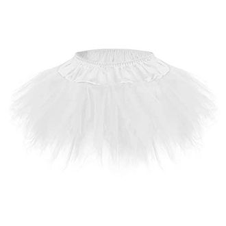 Generic Leuchtwelten Jupe crayon classique en tulle &eacute;lastique style ann&eacute;es 1950 avec dentelle, Blanc., 4XL