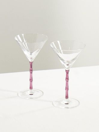La DoubleJ Set De Deux Verres À Martini En Cristal Bamboo - Rose