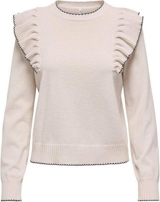 Only Strickpullover ONLAMA LIFE LS O-NECK RUFFLE CC KNT