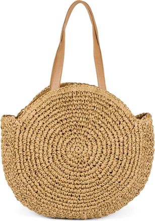 styleBREAKER Schultertasche Runde Flecht Schultertasche - Basttasche