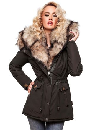 Navahoo 2in1 Damen Winter Jacke Parka Mantel Winterjacke warm Fell B365 [B365-Sweety-Anthrazit-Gr.S]