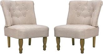 vidaXL Fauteuil de Style France 2 pcs Cr&egrave;me Tissu