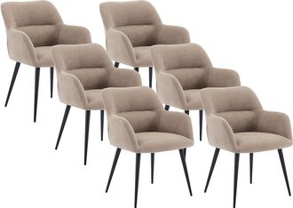 Vente-Unique Stuhl 6er-Set - Stoff & Metall - Beige - HEKA