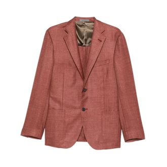 Corneliani Homme, Vestes, Rouge, Taille: XL Wool Silk Linen Jacket