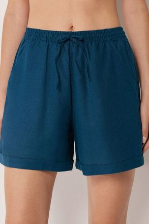 Calzedonia Kurze Shorts Aus Leinen Und Viskose Blau