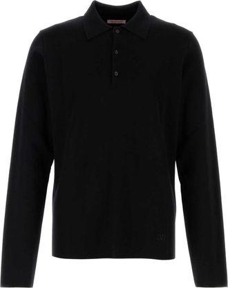 Valentino Garavani Homme, Tops, Noir, Taille: L Polo en laine &agrave; manches longues