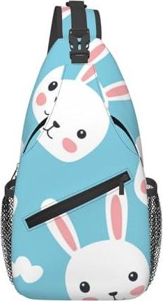 Generic Sac &agrave; dos &agrave; bandouli&egrave;re en forme de t&ecirc;te de lapin blanc pour homme