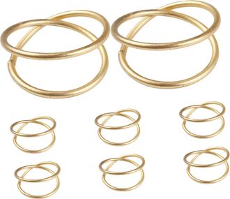 Cabilock 8 Stück Matte Gold Serviettenringe Doppelte Metallringe Wiederverwendbar Elegante Tischdeko für Hochzeit Party Weihnachten als Geschenk für Gastgeber 
