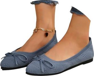 Generico Ballerines d&eacute;t&eacute; en cuir pour femme, chaussures plates, pour f&ecirc;te, confortables, pour la mi-saison, sans lacets, respirantes, douces, A07 Bleu, 43 EU