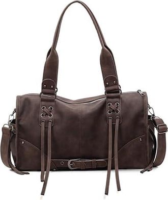 Generic Sac &agrave; bandouli&egrave;re simple en cuir synth&eacute;tique avec boucle de ceinture de couleur unie - Grande capacit&eacute; - Sac &agrave; bandouli&egrave;re vintage - Sac &agrave; main pour l
