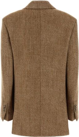 Ami Herringbone Virgin Wool Blazer - Brown