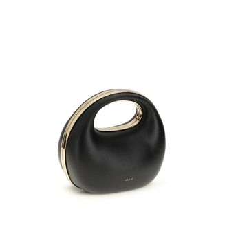 sacai Womens Rounded Calf Leather Top Handle Bag Black Bos