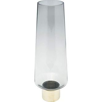 Kare Design Desig Vase Noble Ring, Grau/Messing, Deko Vase, Blumenvase, Glas, Stahl Verzierungen,mundgeblasen, Unikat, 40x14x14 cm (H/B/T)