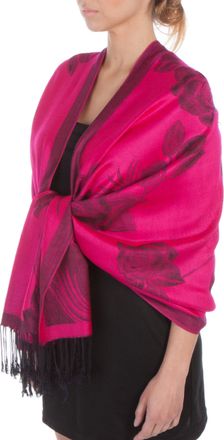 Sakkas Two Tone Rose Pashmina Schal/Stola/Wrap - Fuscia/Schwarz