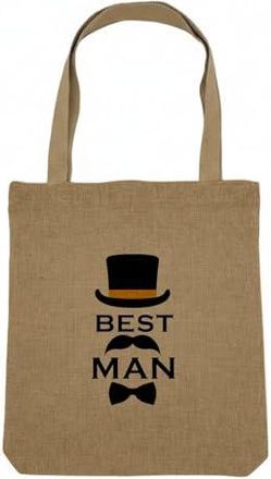 Fabulous Sac Shopping Tote Bag Aspect Lin - Best Man Wedding Gentleman Tuxedo - Sac de Courses Toile Epaisse 360g Beige Naturel Cabas Port&eacute; Epaule Solide Impri