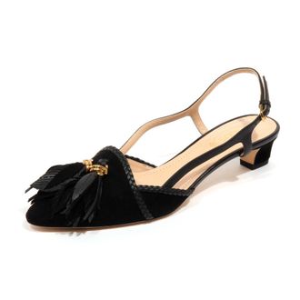 Tod's Leder/Suede Schuh mit Piume Federn - - Shoes - Damen - Schwarzk - 36 EU