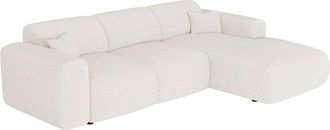 Vente-Unique Gro&szlig;es Ecksofa mit Schlaffunktion - Ecke rechts - Boucl&eacute;-Stoff - Wei&szlig; - POGNI von Maison C&eacute;phy