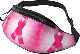Generic H&uuml;fttaschen Mode H&uuml;fttasche Rosa Brustkrebs-Schleife Mit Rei&szlig;verschluss Brusttasche F&uuml;r Wandern Herren Camping 14X35Cm