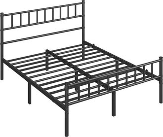 Yaheetech Yaheetech - Cadre de lit Noir Lit Double en Métal pour Adultes Grande Espace en Lattes 160x200 cm