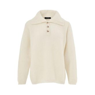 Gran Sasso Woll-Polohemd mit geripptem Kragen und B&uuml;ndchen - - Knitwear - Damen - Wei&szlig; - XL