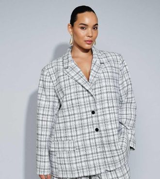 Asos Curve Oversize-Blazer mit Tailoring in Winterwei&szlig; kariert