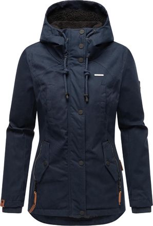 Marikoo Damen warme Winterjacke mit kuscheliger Kapuze Bikoo Navy with Black fur Gr. 3XL