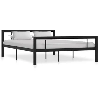 vidaXL Bettgestell Schwarz und Wei&szlig; Metall 140&times;200 cm Vidaxl