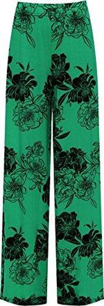WearAll Femmes Plus Floral Imprimer Large Jambe Palazzo Pantalon Dames Pantalon Évasée Harem - Vert - 52-54