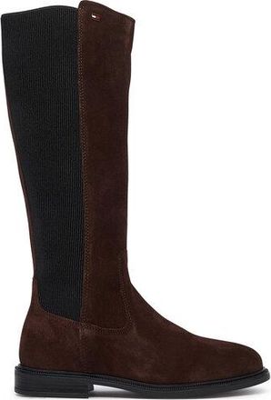 Tommy Hilfiger Stiefel Enamel Flag Suede High Chelsea FW0FW09574 Dunkelbraun