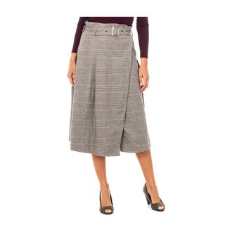 La Martina High-Waisted ausgestellter Rock mit G&uuml;rtelschnalle - - Skirts - Damen - Grau - L