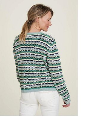Tranquillo Strickjacke Damen Leichte STRICKJACKE aqua Aus Biobaumwolle mit Kn&ouml;pfleiste