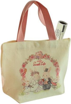 Generic Petit sac fourre-tout esthétique en toile avec motif lapin pour femme, sac fourre-tout portable esthétique, réutilisable, mignon et robuste pour anniv