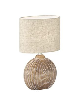 Fischer & Honsel |Tischleuchte, Tobse|holzfarben|Stoffschirm-leinen sandfarben|L: 23,00 cm, B: 13,00 cm, H: 39,00 cm|mit Schnurschalter|1x E14 max. 25,0 Watt|50606