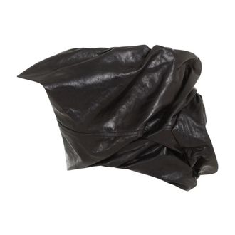 Rick Owens Draper Bustier Schwarzes Kalbsleder Top - - Tops - Damen - Schwarzk - XS