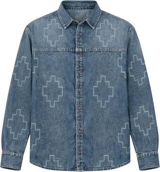 Marcelo Burlon Homme, Chemises, Bleu, Taille: S Wings Denim Shirt