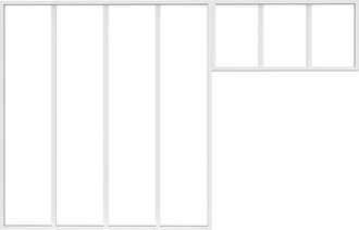 Vente-Unique Atelier-Glaswand mit Oberlicht - thermolackiertes Aluminium - 120 x 130 + 83 x 40 cm - Wei&szlig; - Bayview