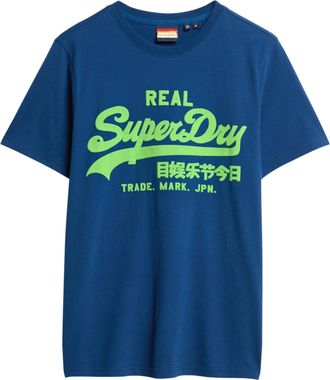 Superdry Herren Neon Vintage T-Shirt mit Logoprint Pilot Mittelblau S