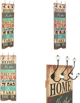 vidaXL Wandgarderobe mit 6 Haken 120 x 40 cm home is - Garderobe - Garderoben - Home & Living - Mehrfarbig