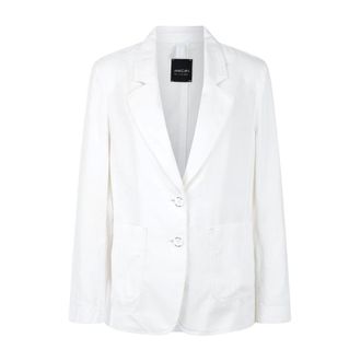 Marc Cain Femme, Vestes, Blanc, Taille: 46 FR Blazer en m&eacute;lange coton-lin