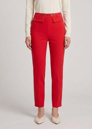 Elisabetta Franchi Pantalon skinny en cr&ecirc;pe taille haute avec poches &agrave; rabat