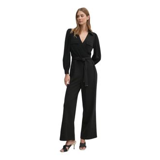 DKNY Jumpsuit mit G&uuml;rtel- Kragen und Bindeg&uuml;rtel - - Jumpsuits & Playsuits - Damen - Schwarzk - W30