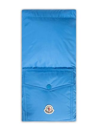 Moncler &eacute;charpe &agrave; patch logo - Bleu