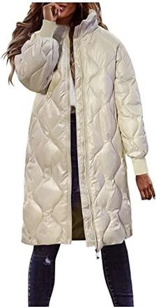 Generic Vestes pour femmes 2026 couleur unie manteau d&eacute;contract&eacute; &agrave; manches longues chaud hiver fermeture &eacute;clair veste tendance douce &agrave; capuche, beige, M