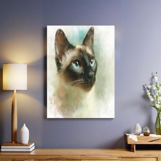 Generic Abstrakter Stil Wandbild Leinwanddruck 70 x 50 cm Tierische Siamkatze Poster Gerahmt Aufh&auml;ngefertig Wanddeko f&uuml;r Wohnzimmer Schlafzimmer Badezimmer