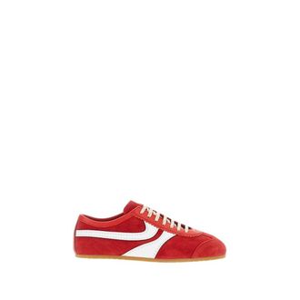 Dries Van Noten Niedrige Wildleder-Sneaker - - Shoes - Damen - Rot - 41 EU