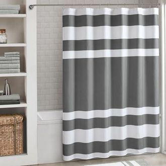 Madison Park Spa-Qualit&auml;t, extra Langer Duschvorhang aus Waffelstoff, f&uuml;r Badezimmer, H&ouml;he 182,9 x 213,4 cm, Anthrazit