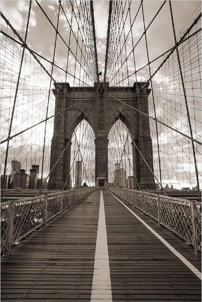 Wallario Poster - Brooklyn Bridge in New York in Premiumqualität, Größe: 61 x 91,5 cm (Maxiposter)
