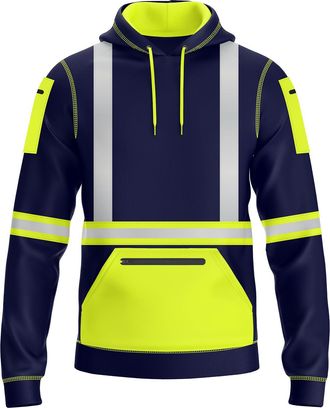 Noroze Herren Hi-Viz Kapuzenpullover Grau Reflektierendes Band Hohe Sichtbarkeit Sicherheit Mantel mit 4 Reißverschluss Taschen Sweatshirt Jacke (XXL, Stil 3